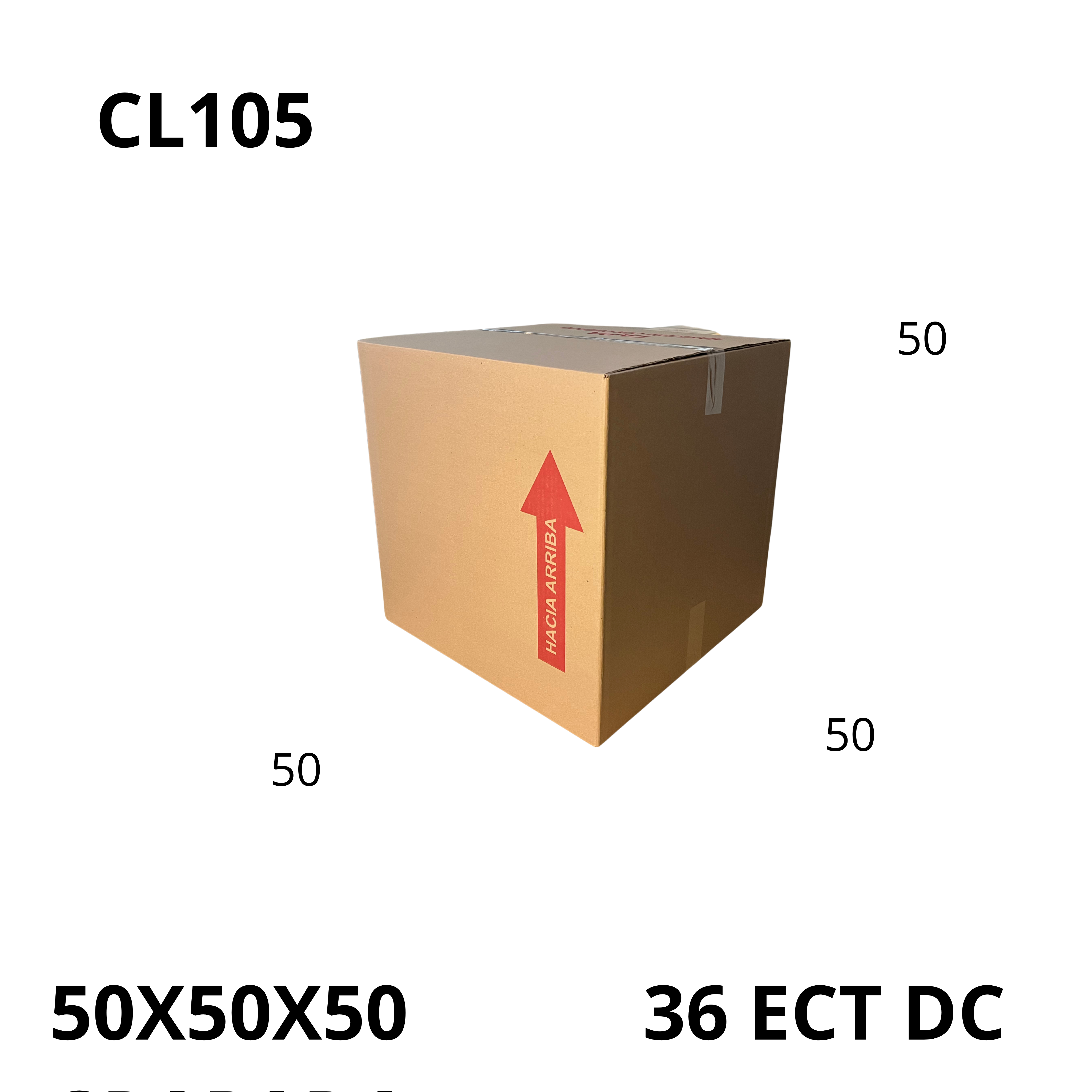 Caja Pegada Grande de Cartón Doble Corrugado Kraft 50X50X50 cm 36 ECT ...