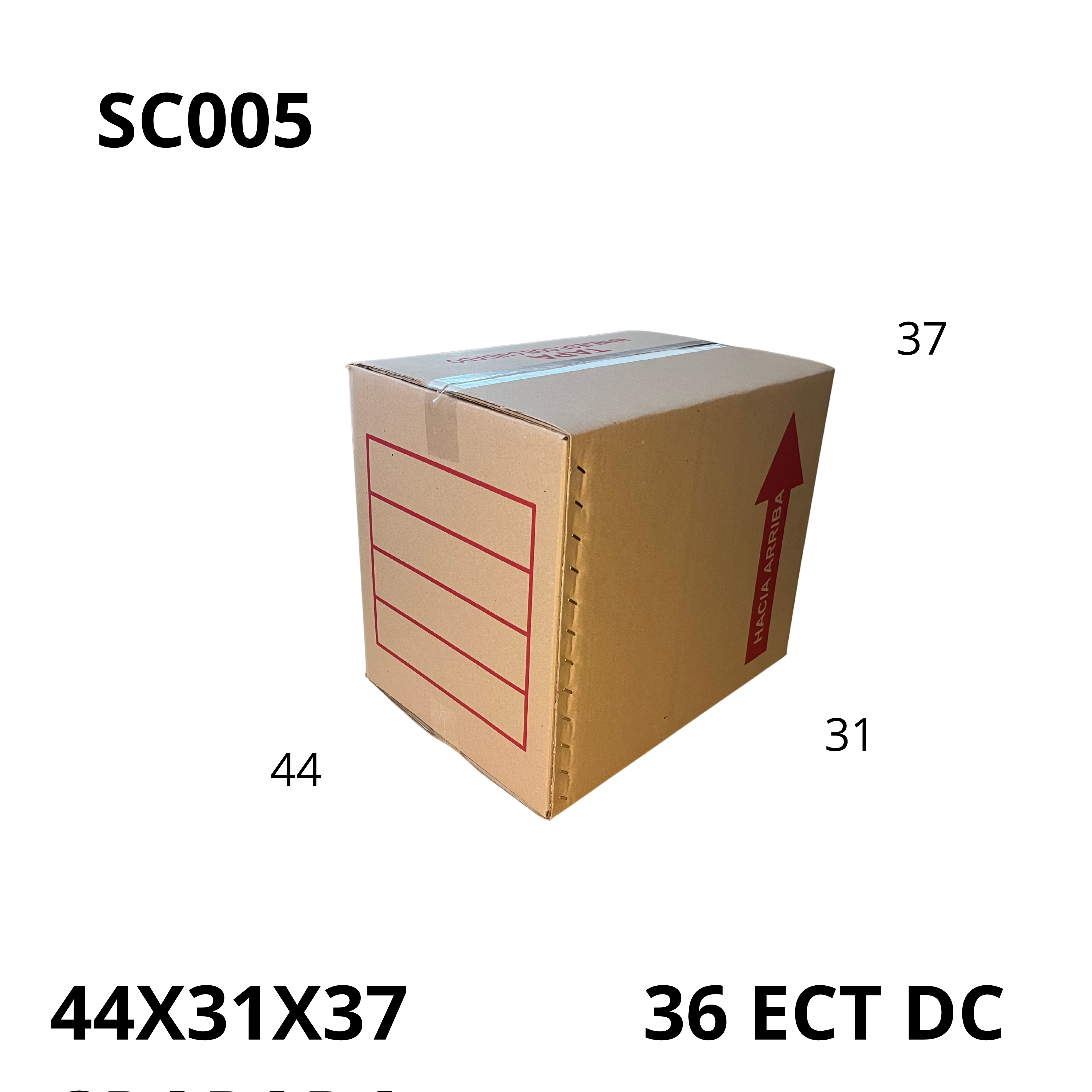 Caja Pegada Grande de Cartón Doble Corrugado Kraft 44X31X37 cm 36 ECT ...